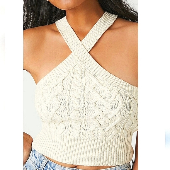 Forever 21 | Tops | Copy Forever 2 Cable Knit Halter Crop Top Basics ...